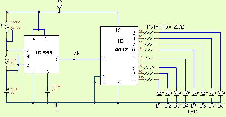 Led Chaser Circuit Diagrams