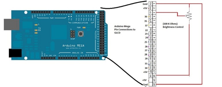 Interface Graphical LCD (KS0108) with Arduino