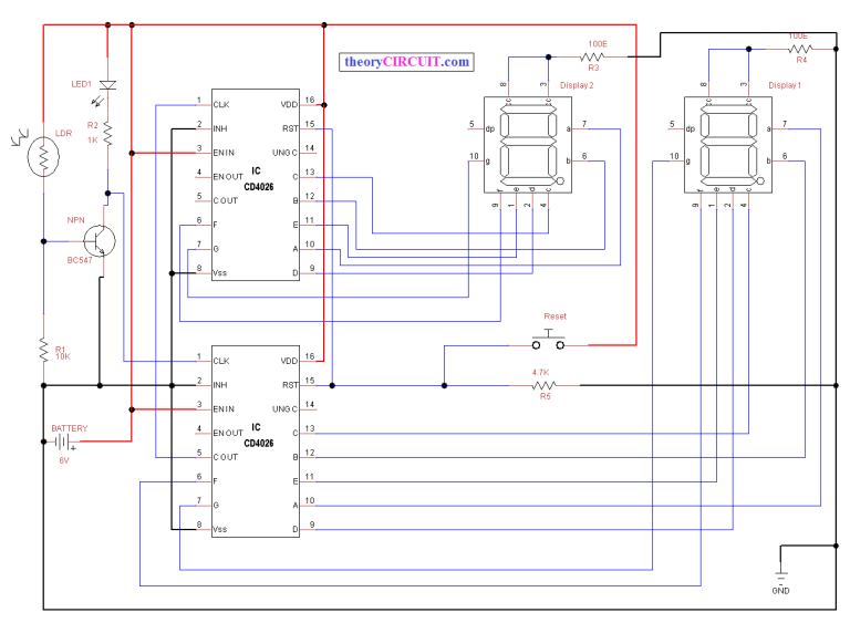 Seven segment visitors Counter Circuit