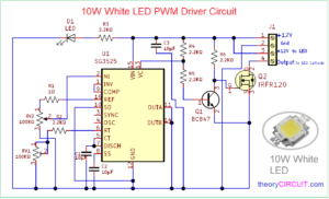 10W White LED PWM Driver Circuit