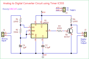 Analog to Digital Converter Circuit using Timer IC 555