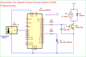 Automatic Fan Speed Control Circuit Arduino LM35 Programming