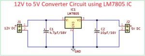 12V to 5V Converter Circuit using LM7805 IC
