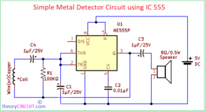 Simple Metal Detector Circuit using IC 555