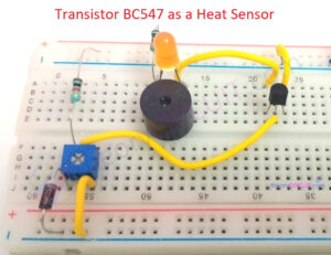 Transistor BC547 as a Heat Sensor