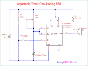 Adjustable Timer Circuit using IC 555