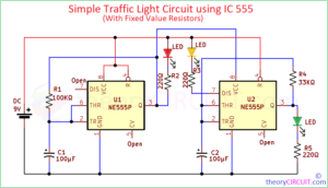 Simple Traffic Light Circuit using IC 555
