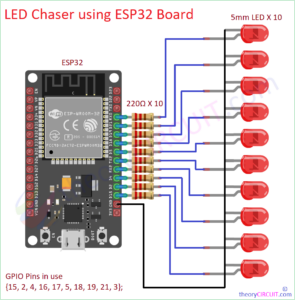 LED Chaser using ESP32 Board