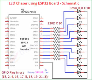LED Chaser using ESP32 Board