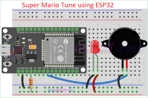 Super Mario Melody Tone using ESP32 and Buzzer