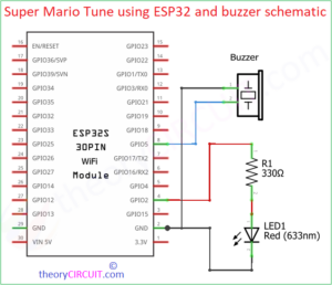 Super Mario Melody Tone using ESP32 and Buzzer