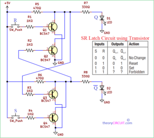 SR Latch Circuit using Transistor