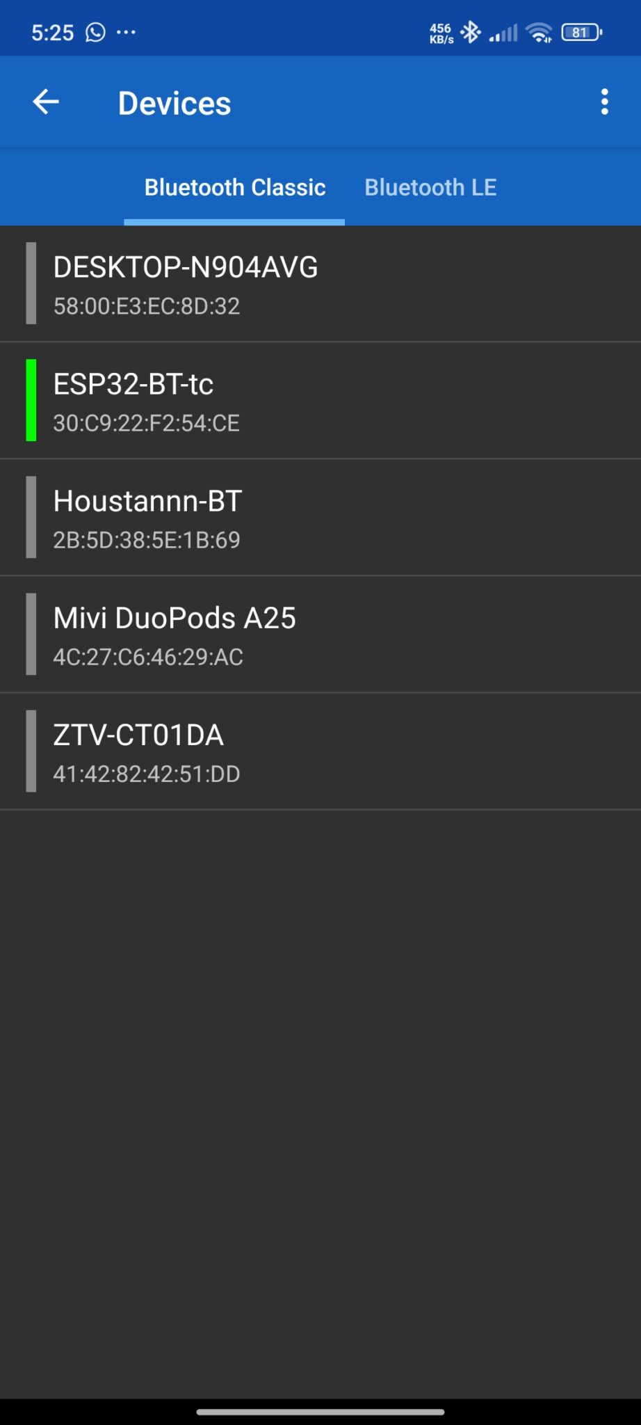 Control LED using Bluetooth on ESP32